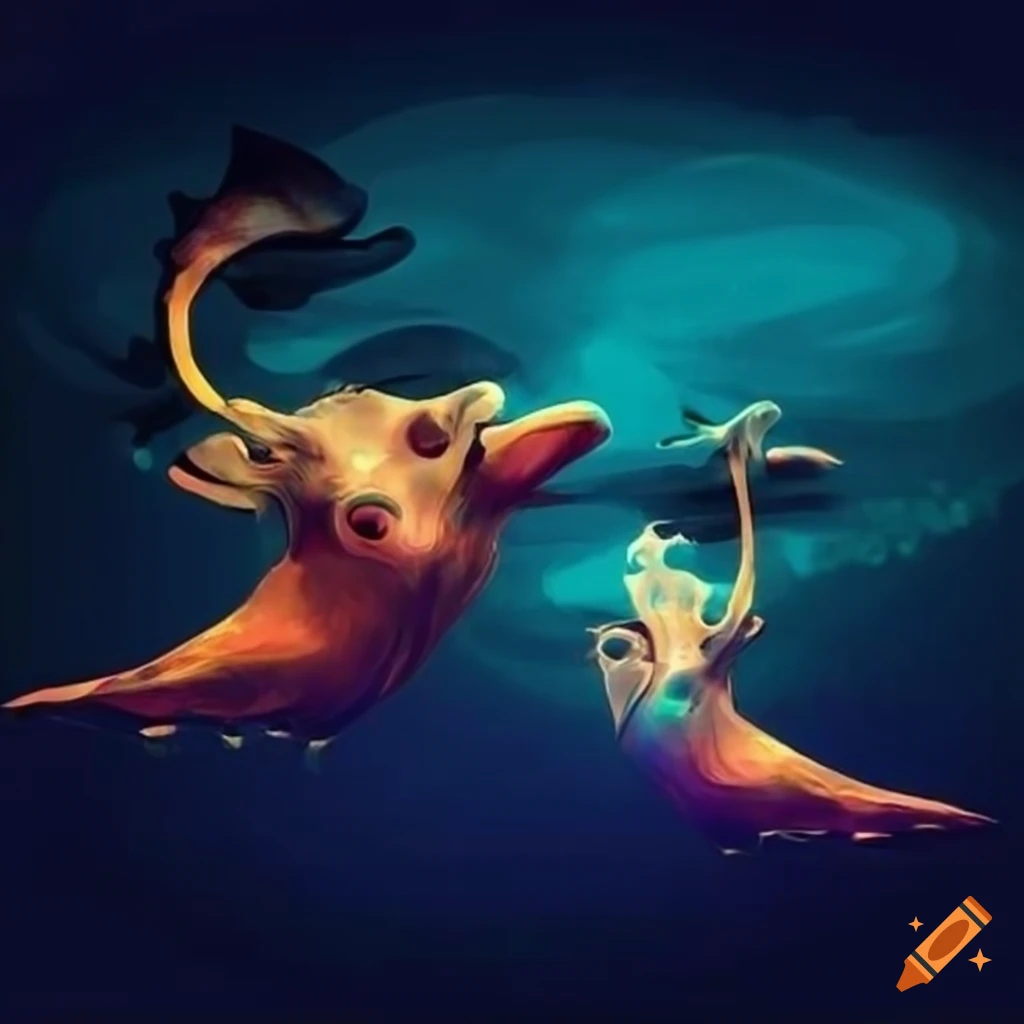 Abstract art of floating animal spirits on Craiyon