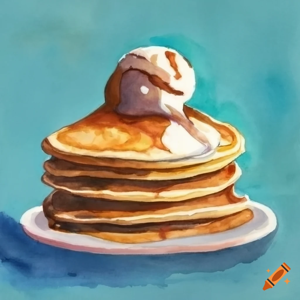 Pancakes with vanilla ice-cream on top on Craiyon