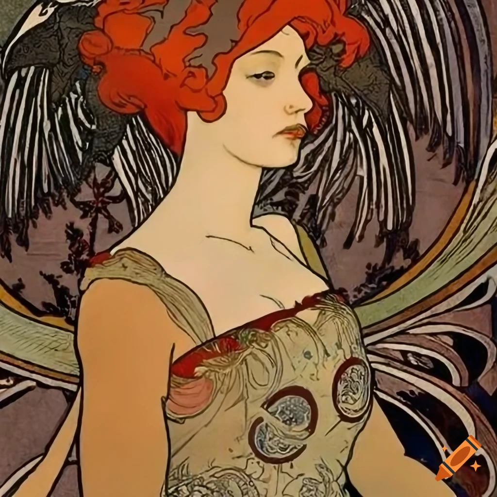 Jugendstil illustration of a raven wizard by Eugène Grasset, Emile ...