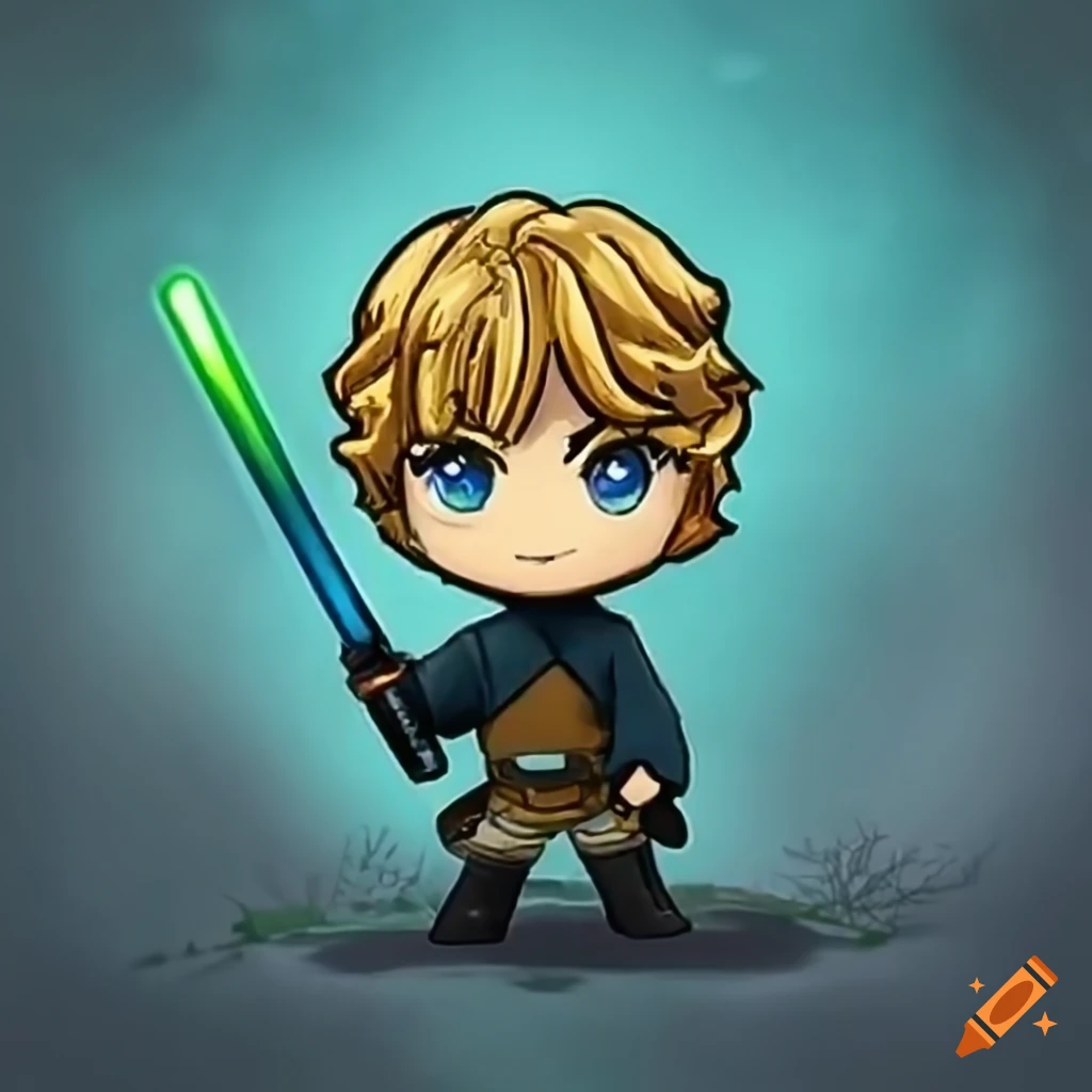 Chibi art style miniature of luke skywalker on Craiyon