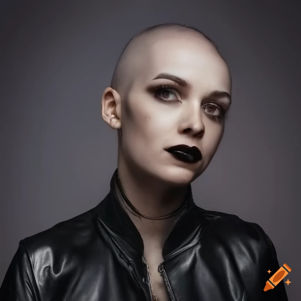 Portrait Of A Woman With A Shaved Head And Ritual Scarification In A