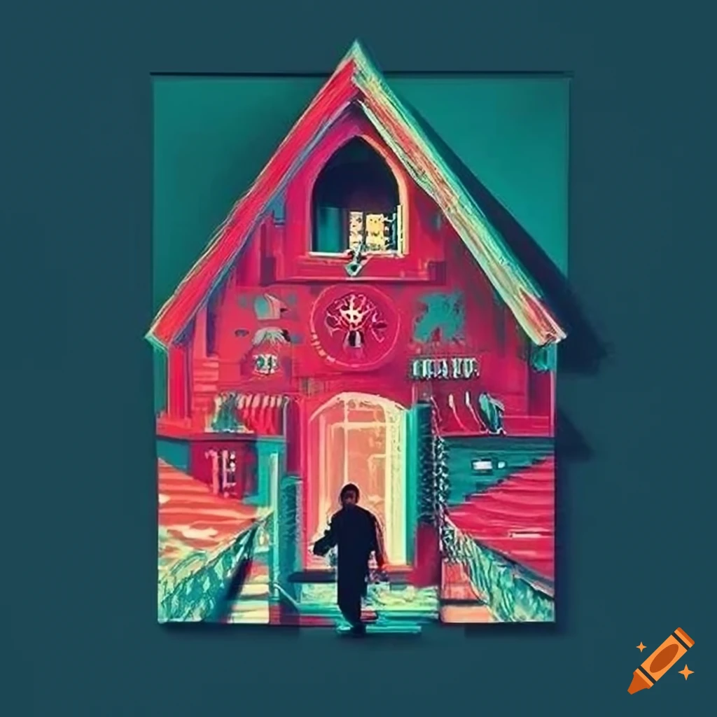 Steezy metal solid architecture poster in graphic novel style by norman ...