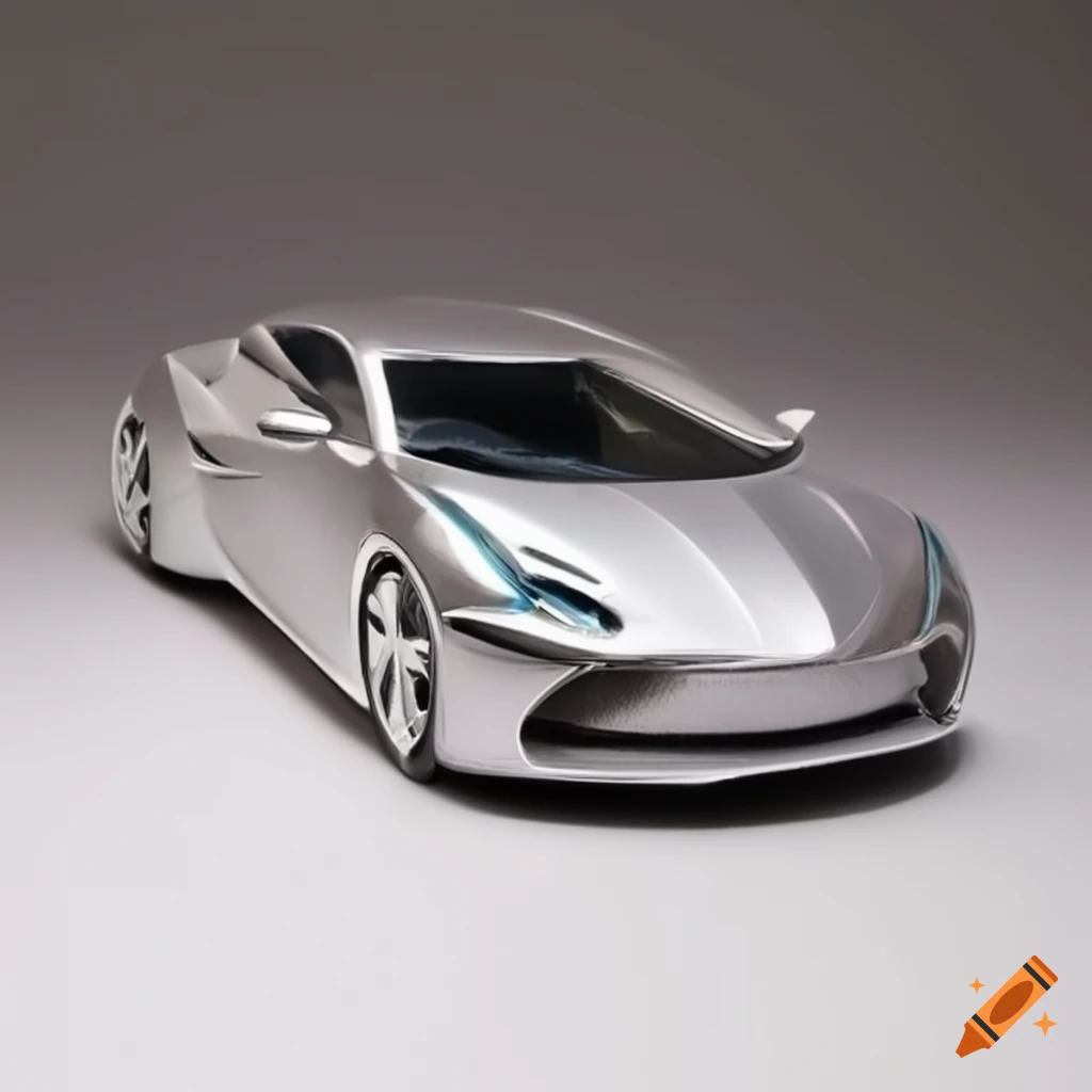 Silver modern car with unique design on Craiyon