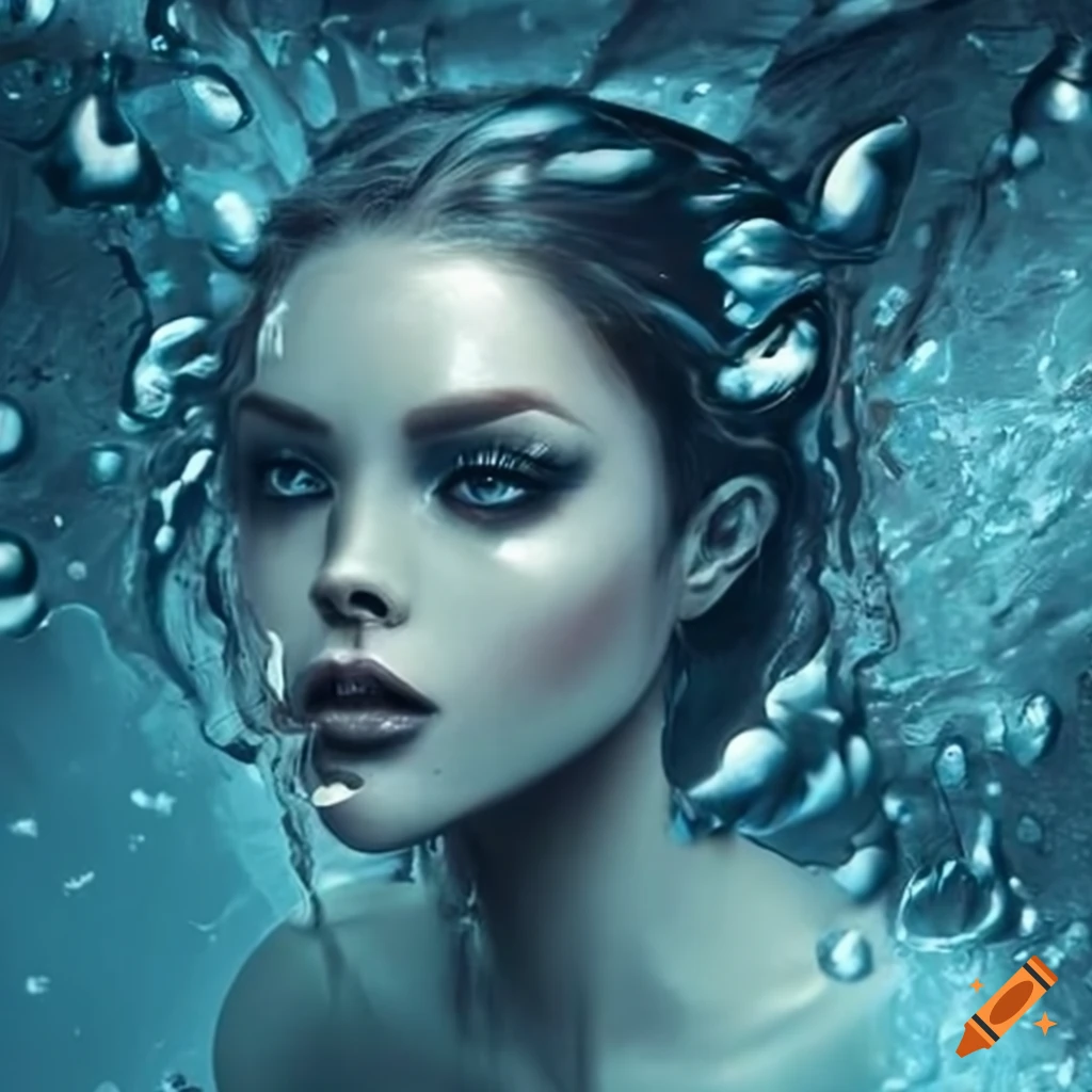 Woman surrounded by water on Craiyon