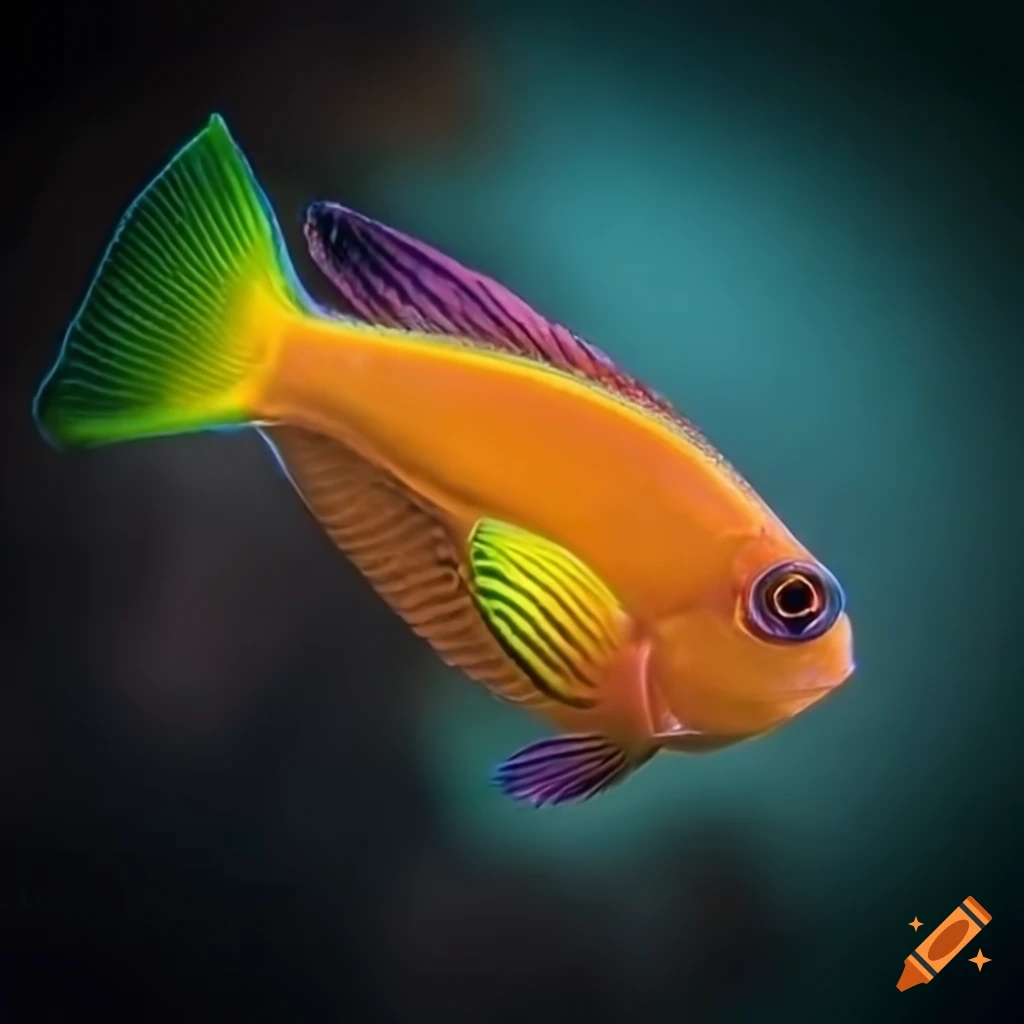 Group of fish in a hyper-sharp micro photorealistic underwater scene on ...