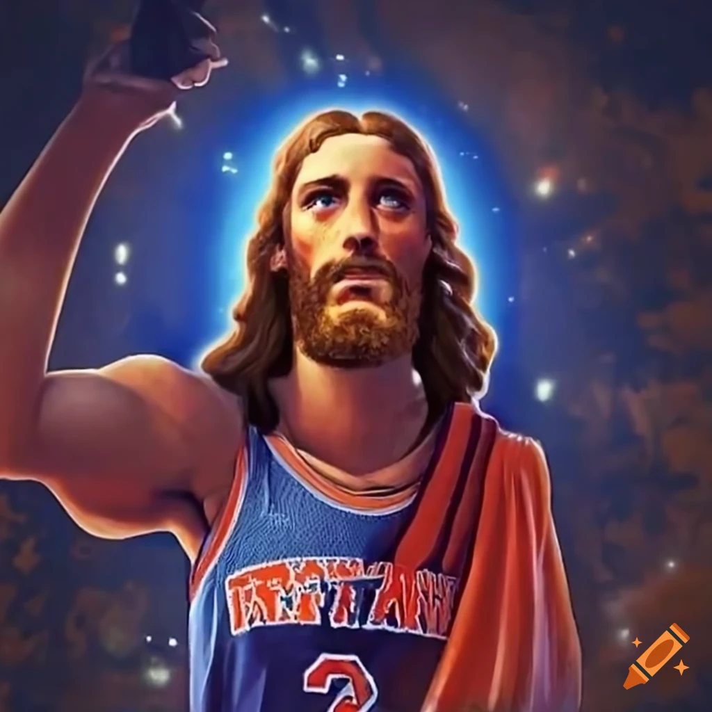 Jesus wearing a knicks jersey on Craiyon