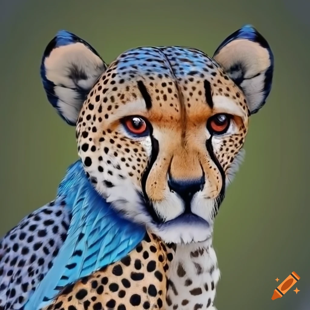 Cheetah and blue jay on Craiyon