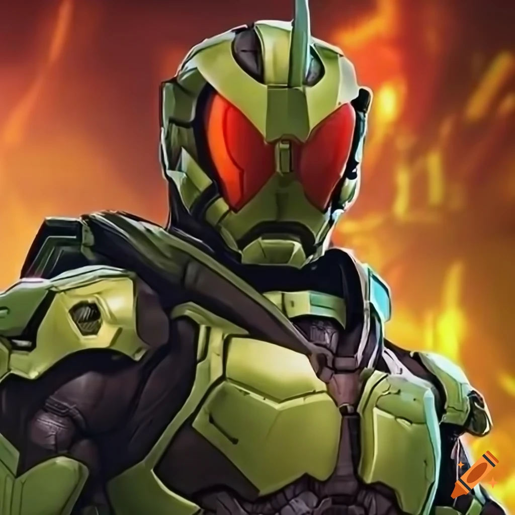 Kamen rider, iron man, doom slayer, master chief, samus aran on Craiyon