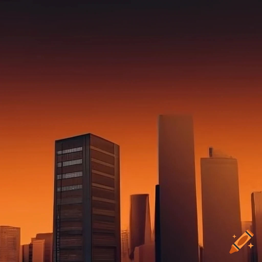Dark orange modern cityscape on Craiyon