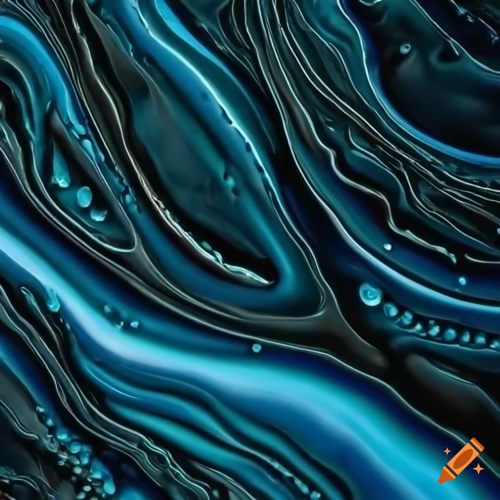 Overhead view of realistic wet and glistening slime waves on Craiyon