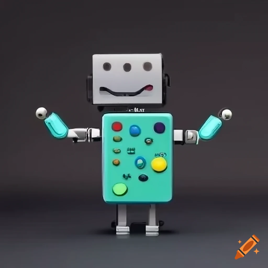 Small rectangular robot with a smile screen, d-pad, and buttons, with ...