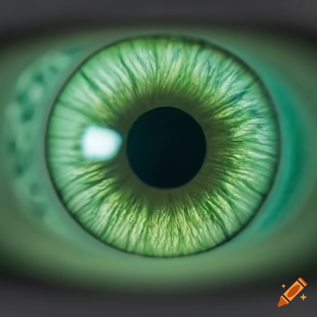 Macro image of a green iris eye in 4k hd on Craiyon