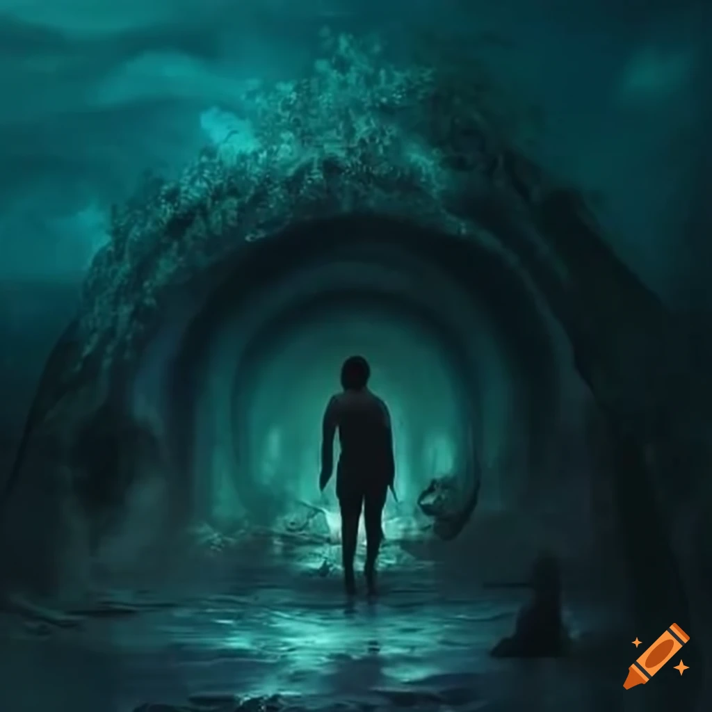 Mystical image of a man emerging from watery depths on Craiyon