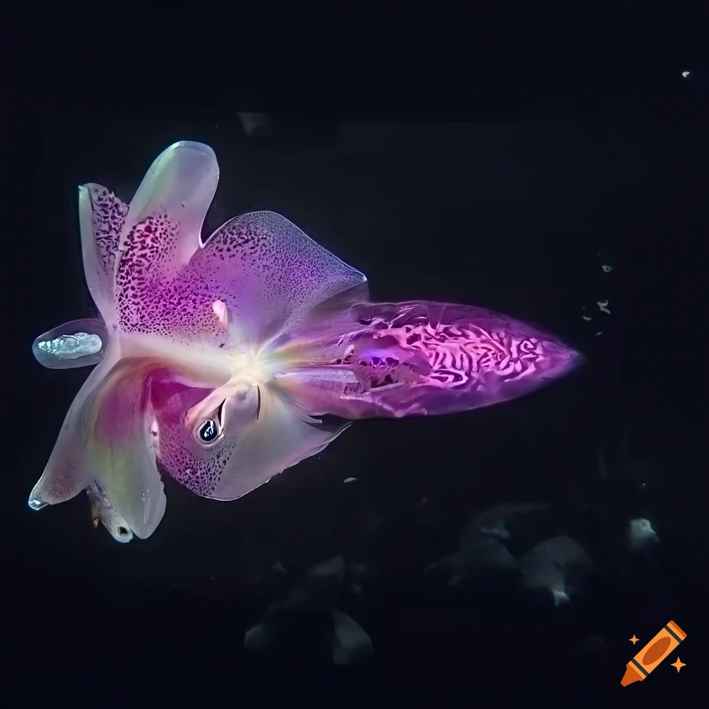 Translucent and iridescent deep-sea creature with bobtail squid skin ...