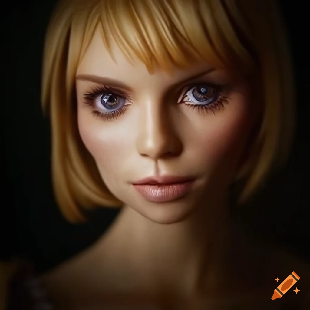 Myanna buring as a life-like action figure on Craiyon