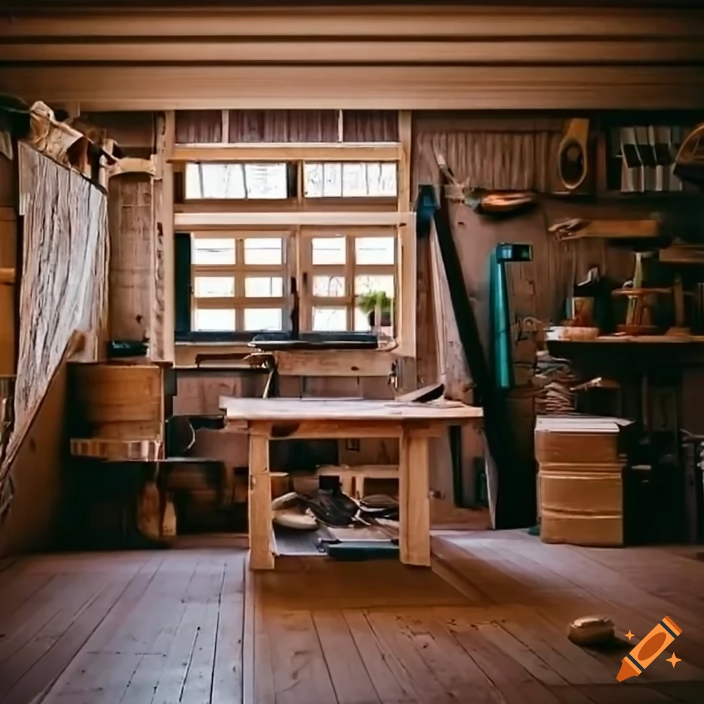 Clean carpentry workshop space on Craiyon