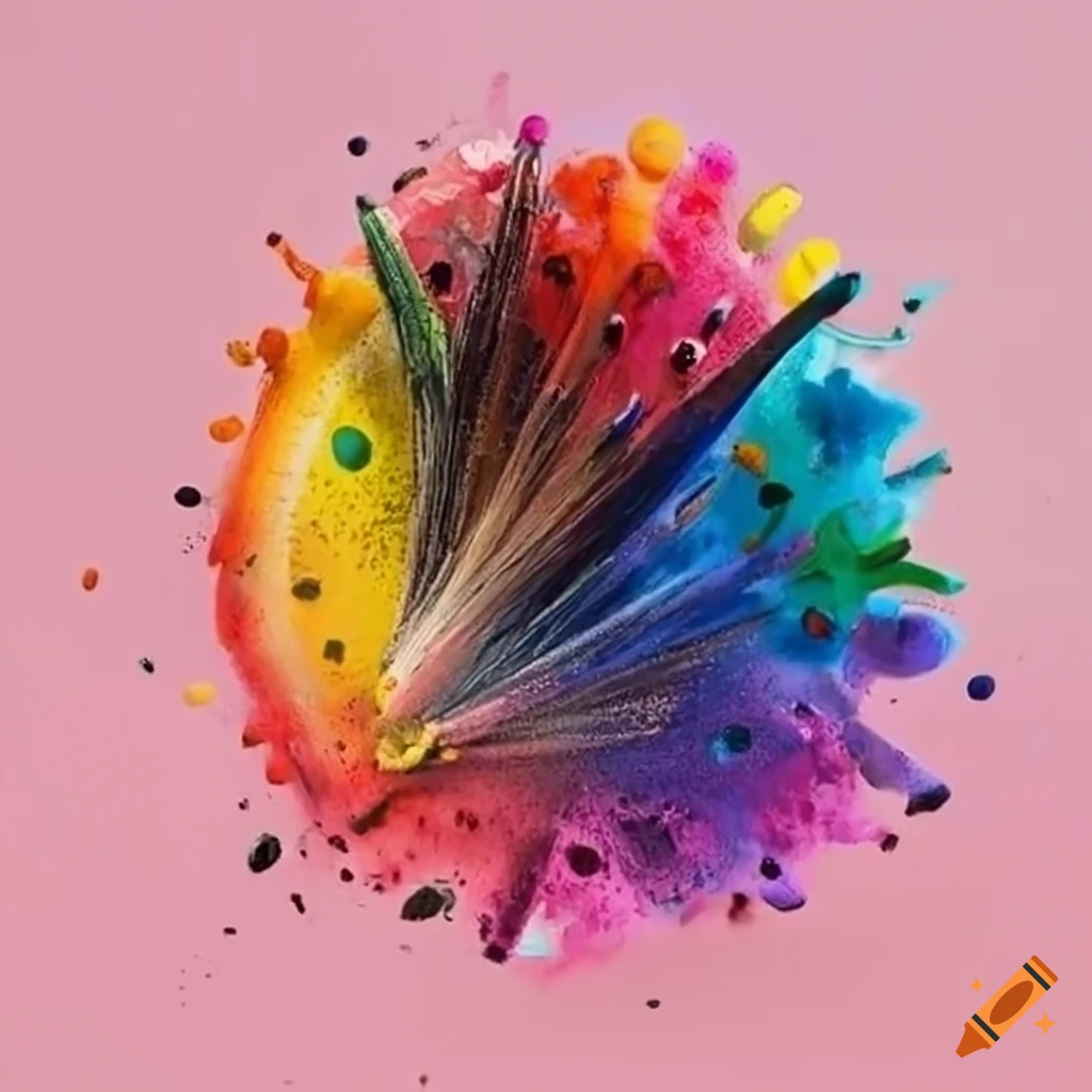 Explosion of colored pencils and markers on Craiyon