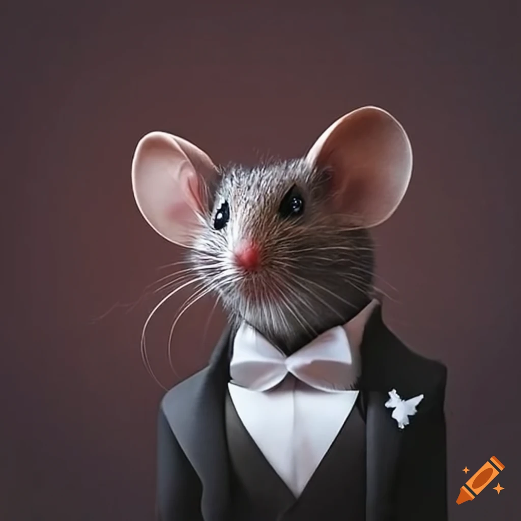 Mouse wearing a tuxedo on Craiyon