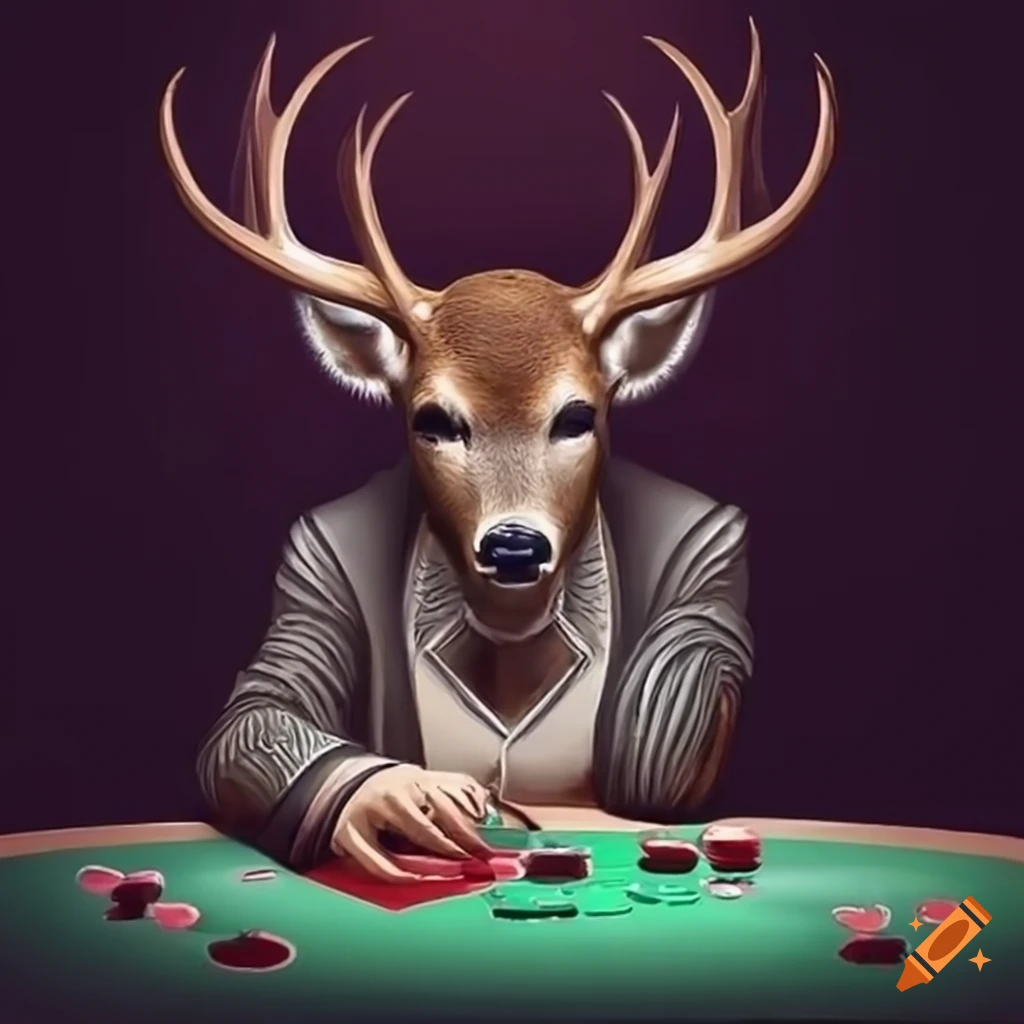 Deer playing poker on Craiyon