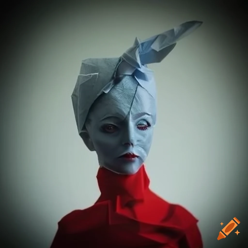 Origami fashion doll horror sculptures on Craiyon