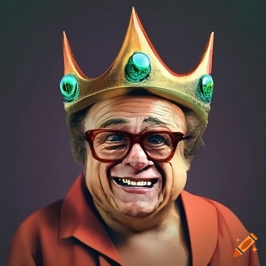Danny DeVito wearing a crown on Craiyon
