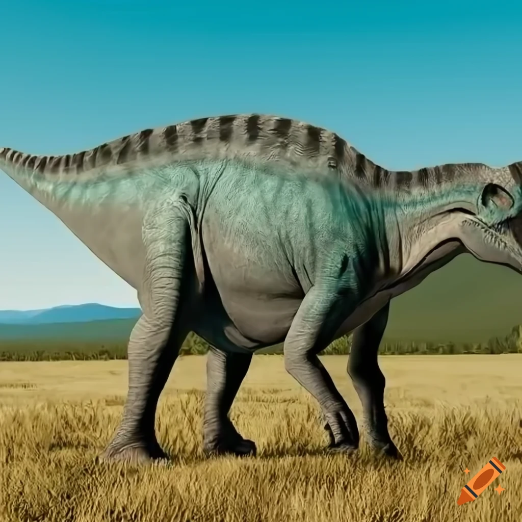 Scientifically accurate Hadrosaurus dinosaur with a Bongo antelope ...