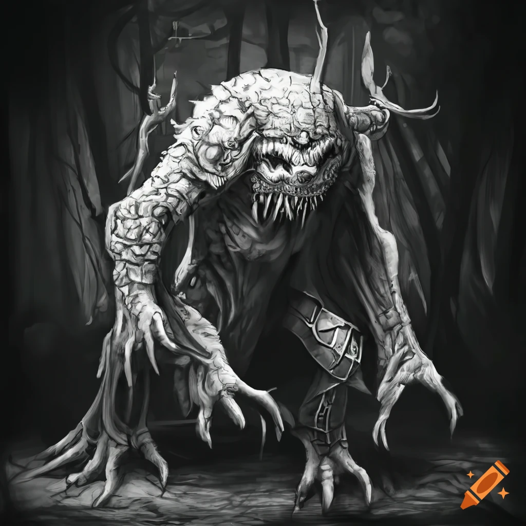 A series of black and white dnd artwork featuring various monsters on ...