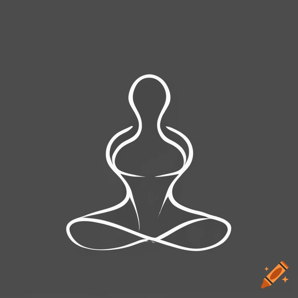 Minimalist and creative yoga posture logo in black on Craiyon