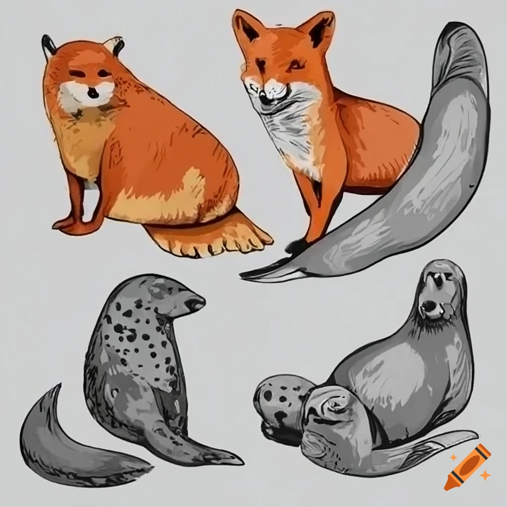 Fox and seal playing together on Craiyon