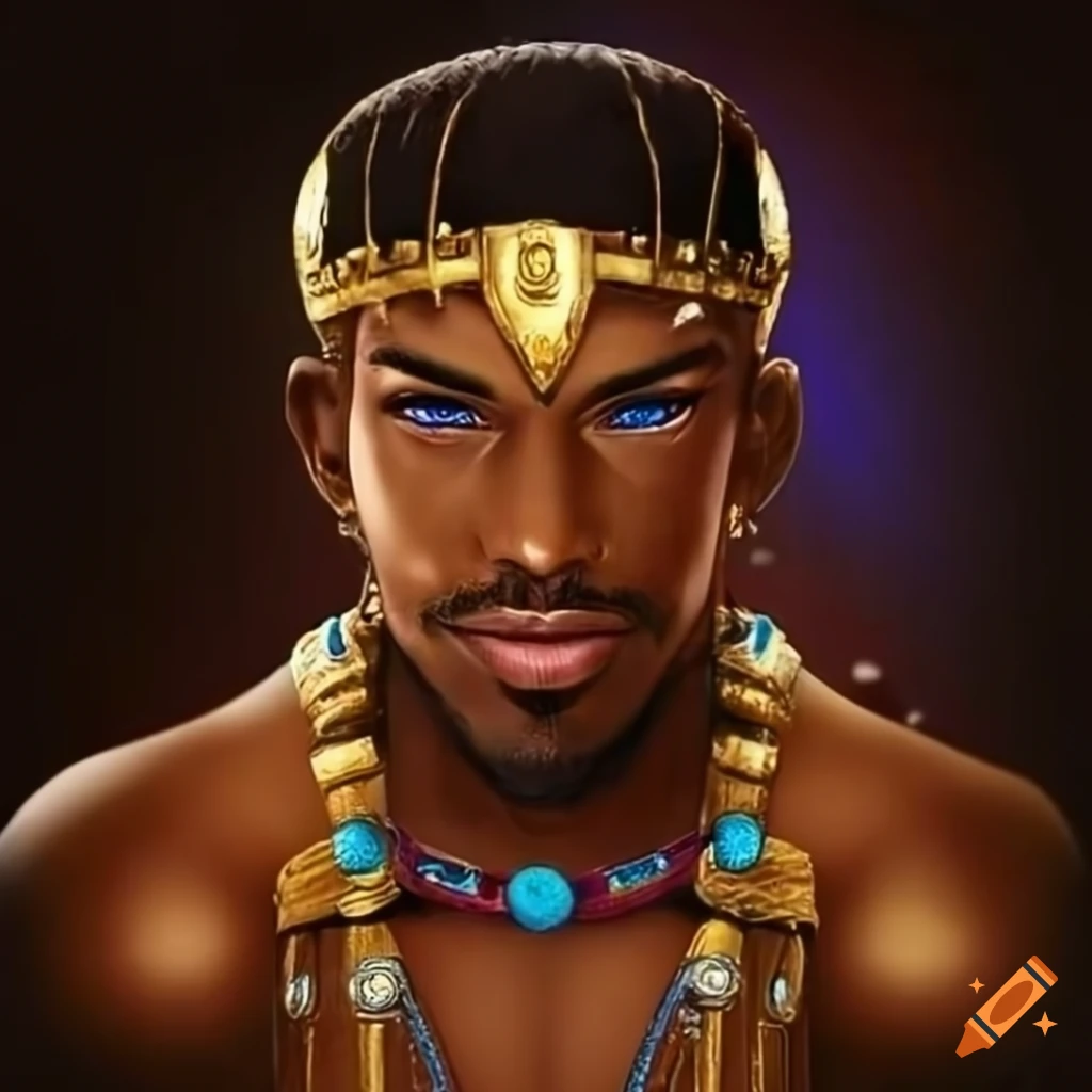 Portrait of a handsome nubian king on Craiyon