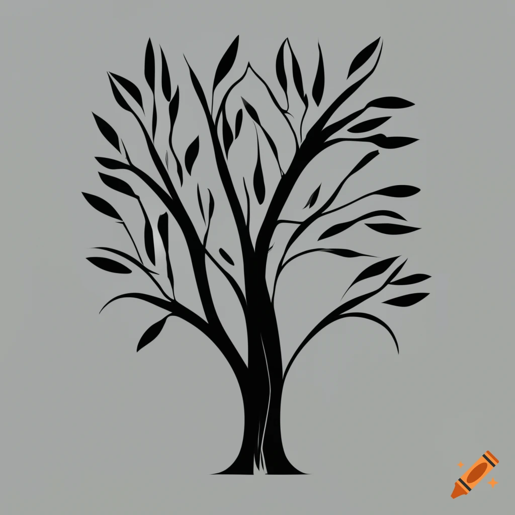 Elegant black and white vector willow tree without leaves on Craiyon
