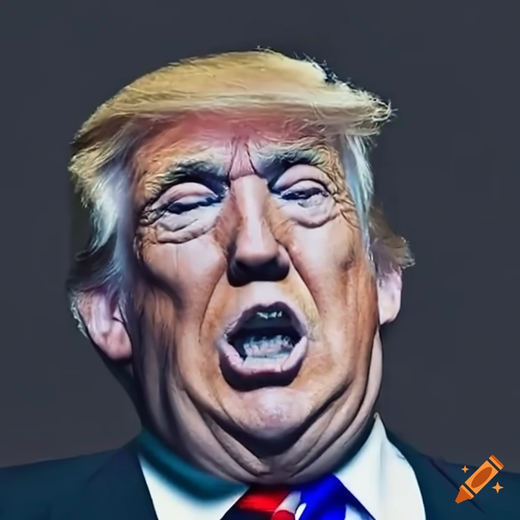 Satirical image of Trump standing next to a big strong man with tears ...