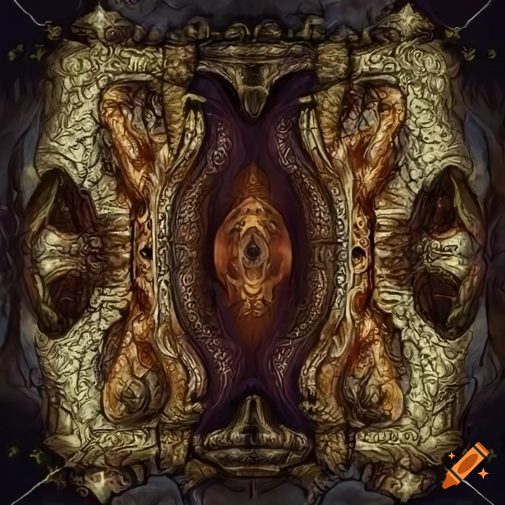 Symmetrical dnd themed book cover viewed from the front on Craiyon