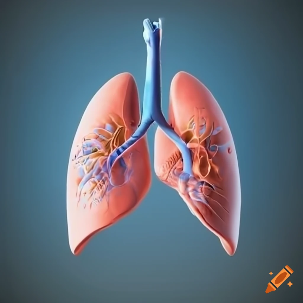 Detailed illustration of the human chest and lungs for learning ...
