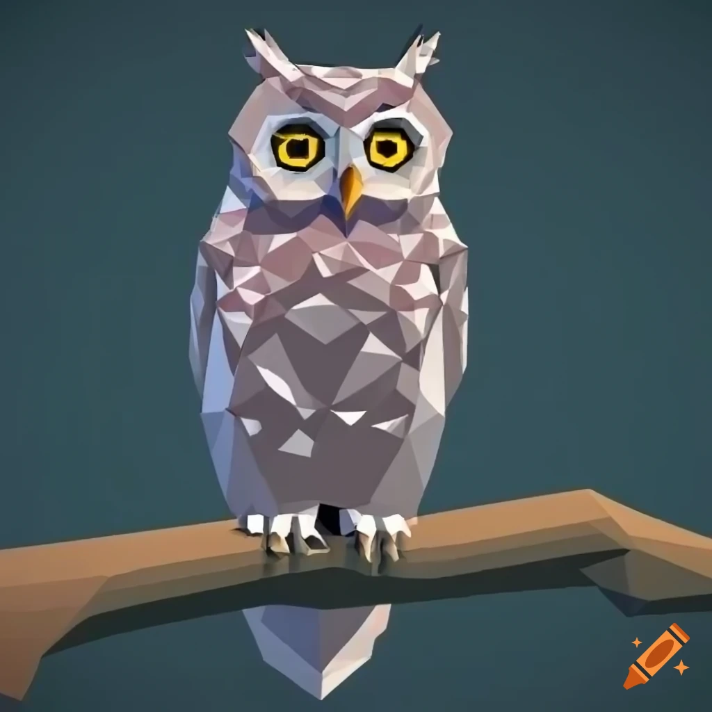 Majestic low poly owl in a majestic pose on Craiyon
