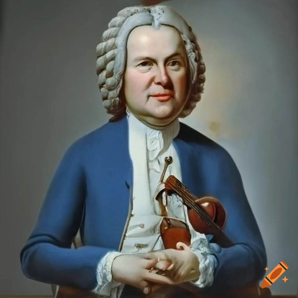 Johann sebastian bach in 18th-century attire playing multiple ...