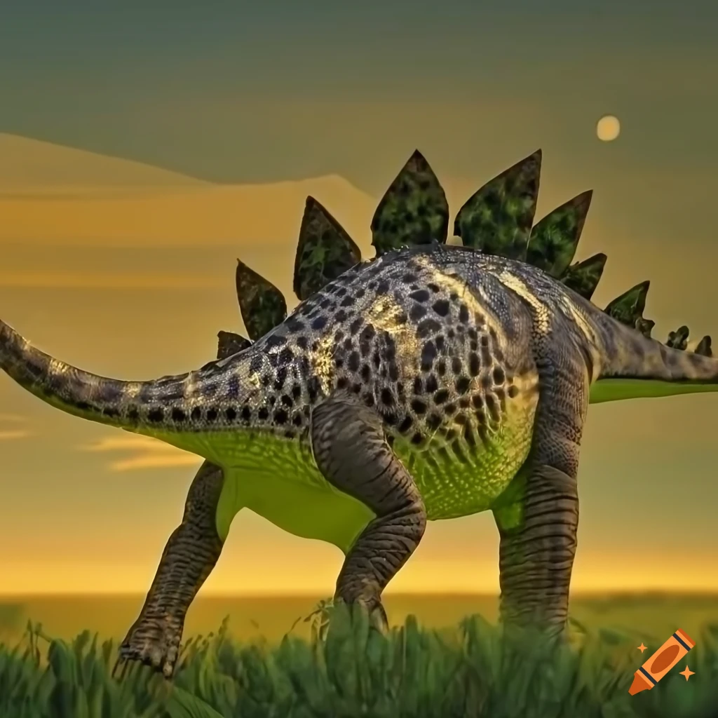 Stegosaurus with lizard-like color pattern and elephant-like skin ...