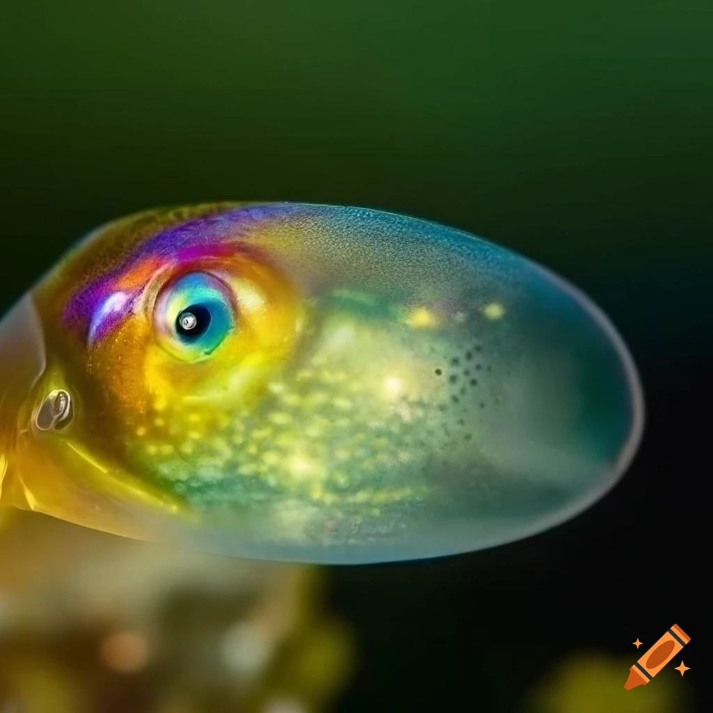 Translucent deep-sea creature with iridescent orchid shape in ...