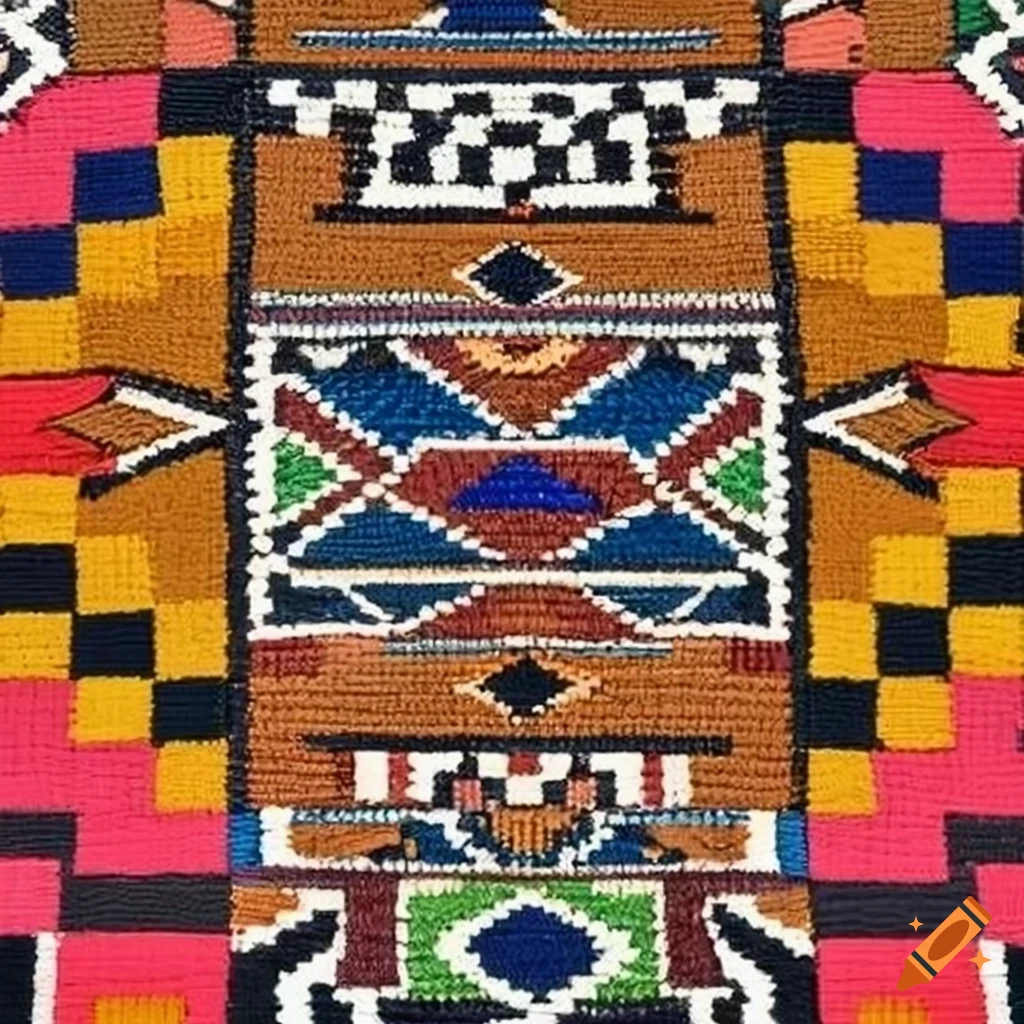 Vertical strip of colorful ndebele style geometric patterns on Craiyon