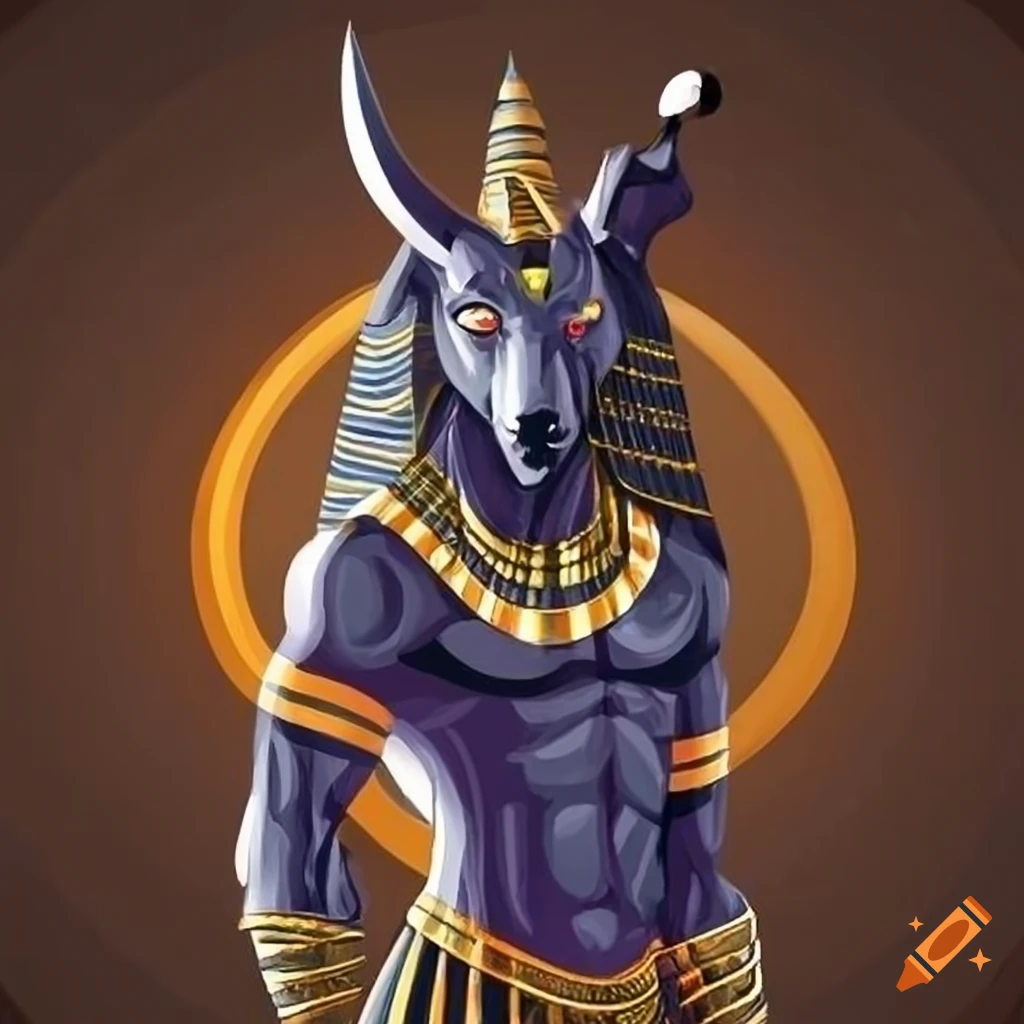 Anubis howling with spear and shield on Craiyon