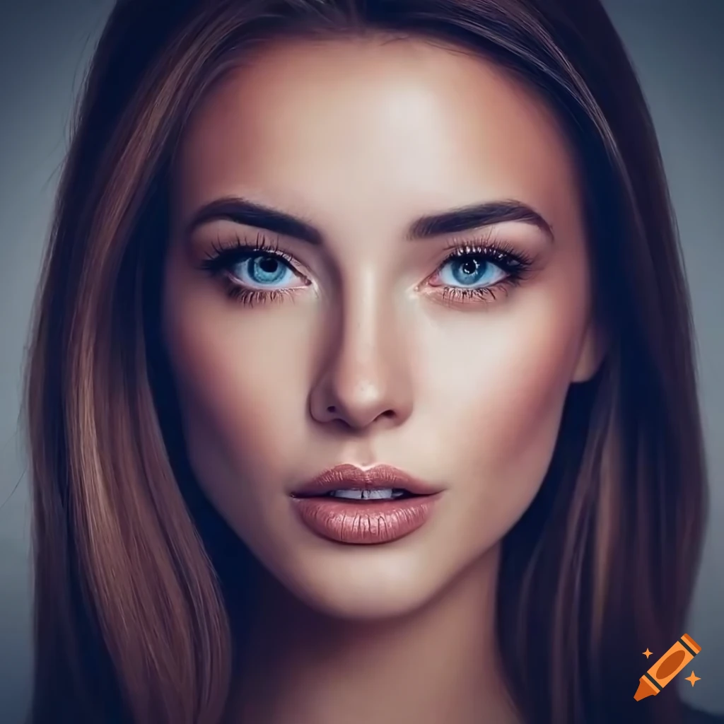 Portrait of a woman with ideal facial features in high resolution on ...