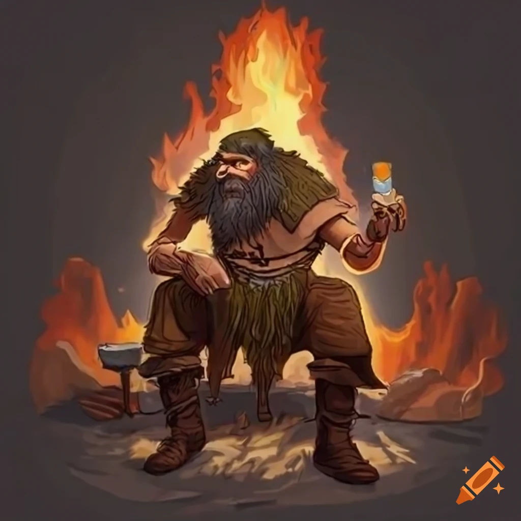 Bearded man by a roaring fire playing cards in the mountains on Craiyon