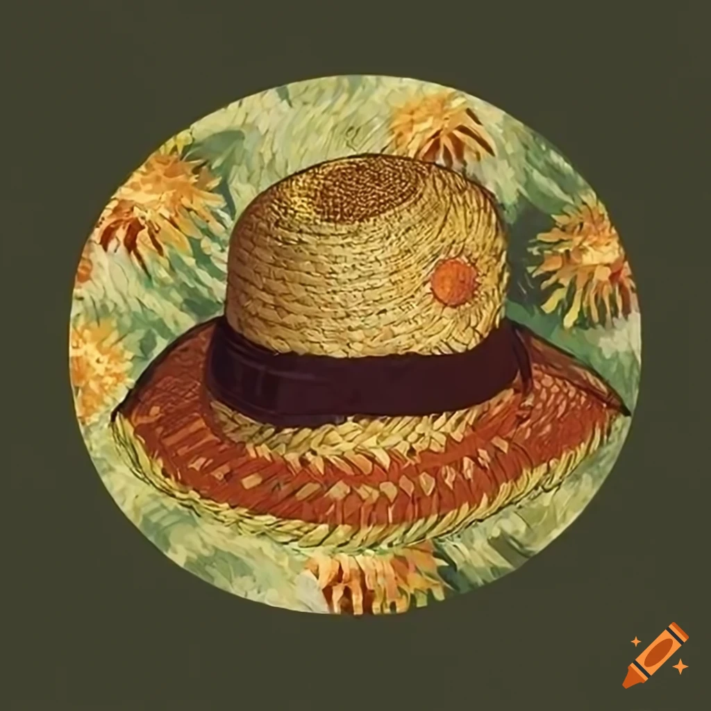 Van gogh style pattern with straw hat and sunflowers on Craiyon