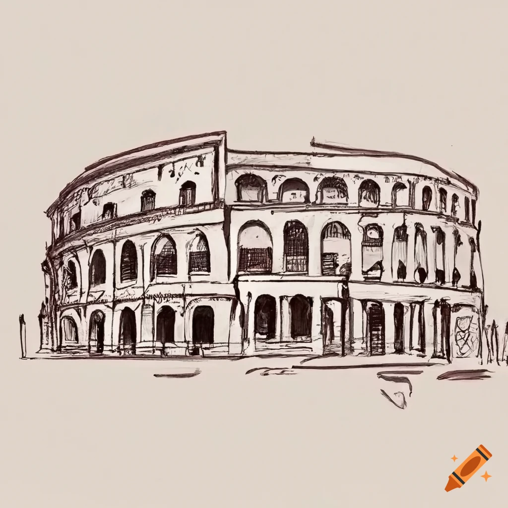 Pen drawing of a roman city on Craiyon