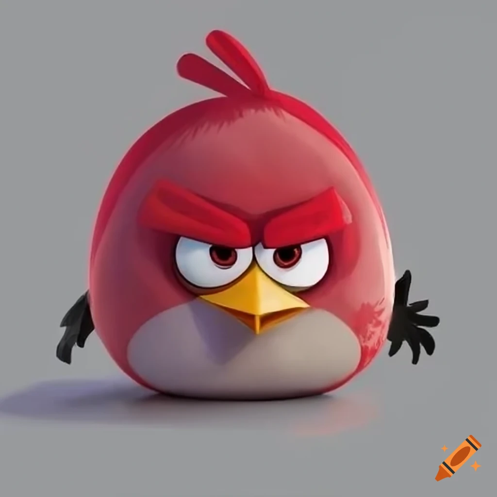 Red bird in angry birds style seen from the front on Craiyon