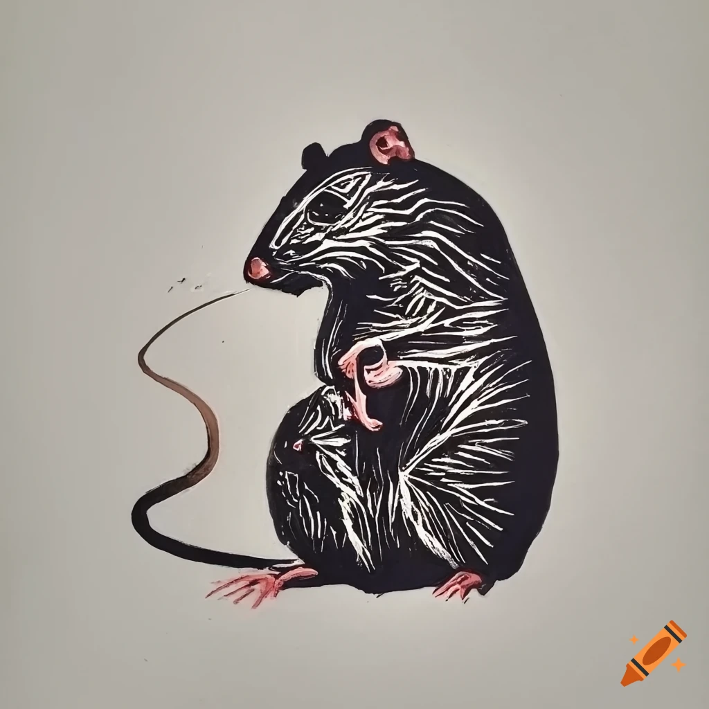 Rat in linocut style on Craiyon