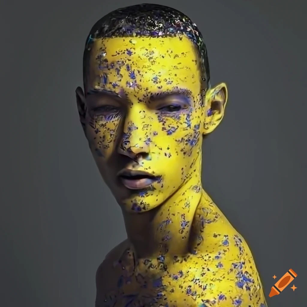 PhotoRealistic image of an AI cyborg with a male human body on Craiyon