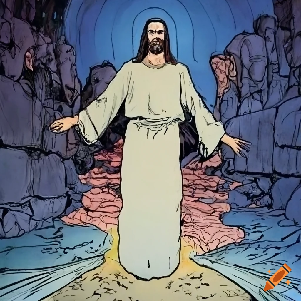 Illustration of Jesus by Moebius and Enki Bilal in high quality comic ...