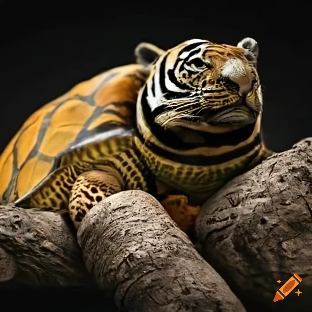 Artistic depiction of a turtle tiger hybrid on Craiyon