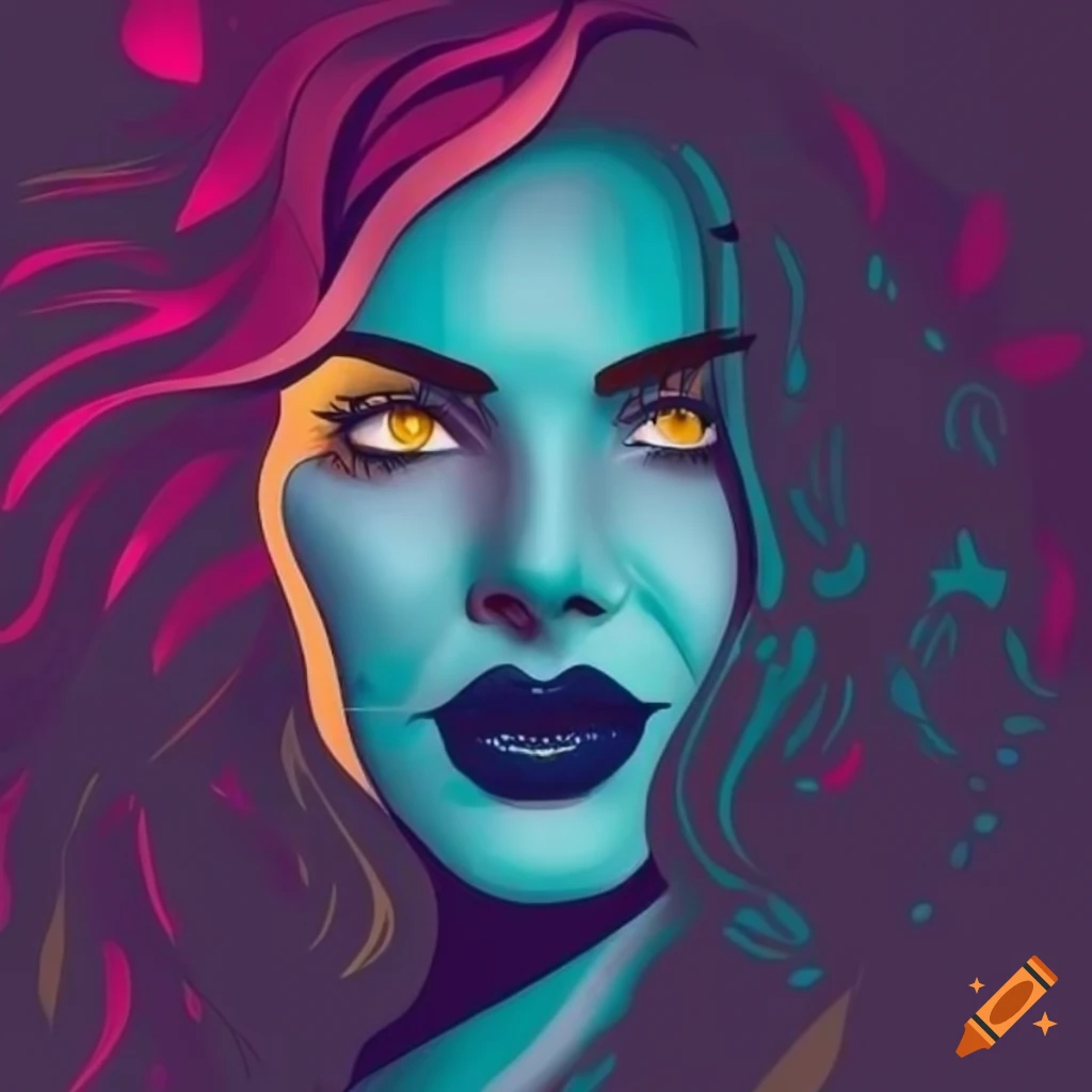 Logo of a beautiful half-woman half-panther face on Craiyon